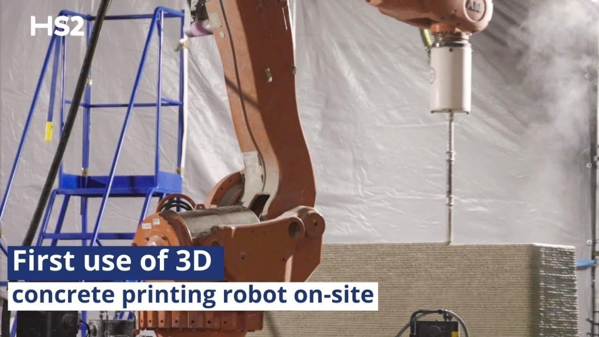 First use of 3D concrete printing robot on-site at HS2 | News